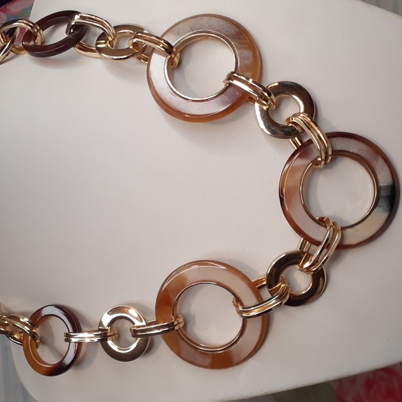 Unlisted | Jewelry | Faux Tortoise Shell Gold Tone Circle Link Necklace ...